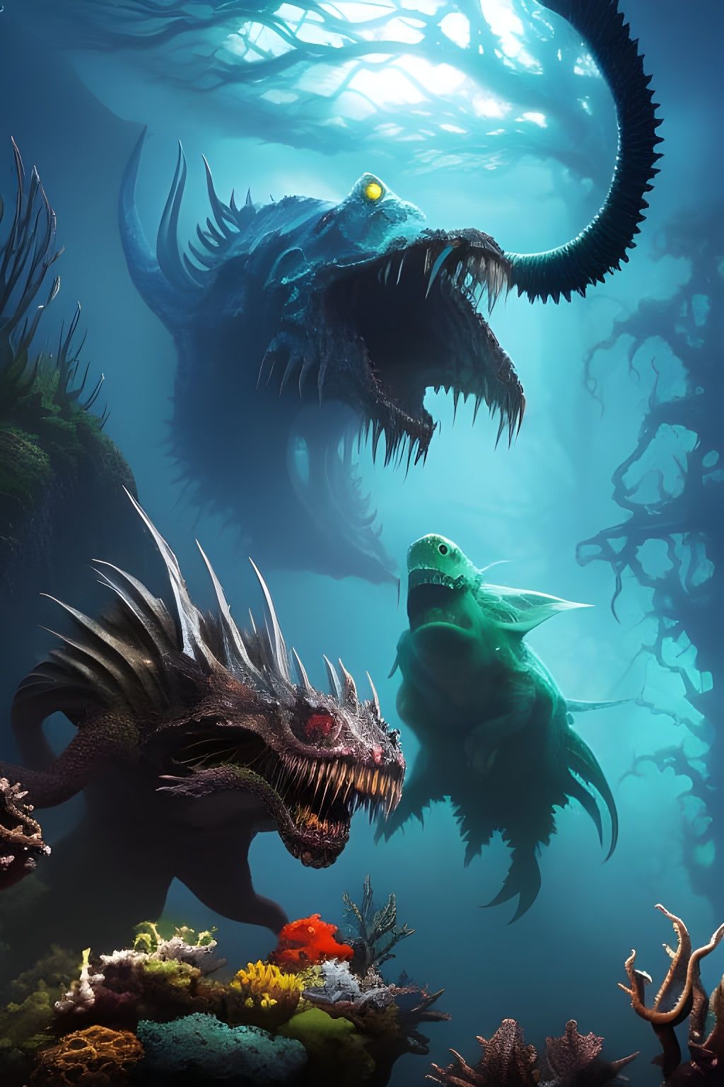 Underwater nightmare kraken - AI Generated Artwork - NightCafe Creator