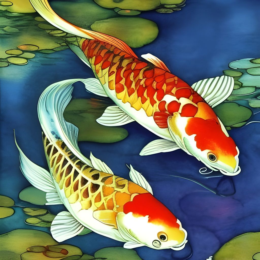 two beautiful koi swimming in a pond - AI Generated Artwork - NightCafe ...