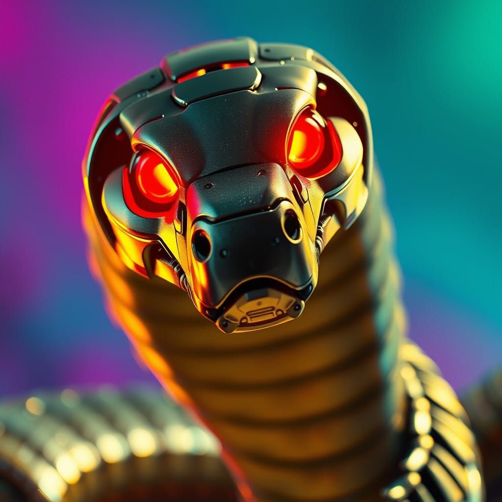 Bio-Mechanical Robot Snake in Futuristic Atmospher... - AI Art