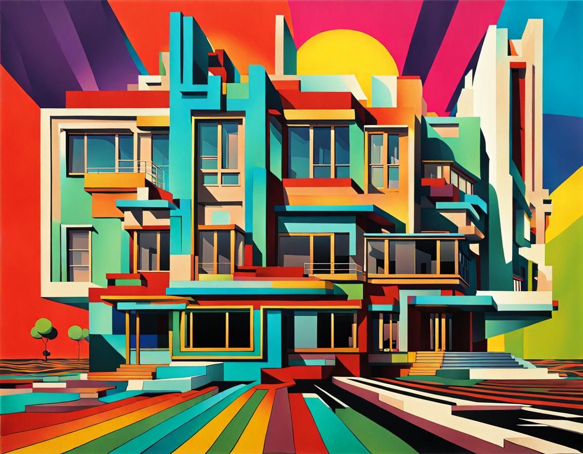 Distorted Unbalanced Reality art deco architecture surreal pop art ...