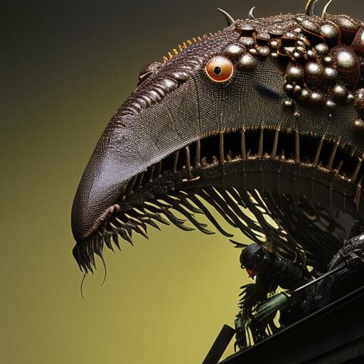 a creepy unique leech in hallucinating desiccated armor in a deranged ...