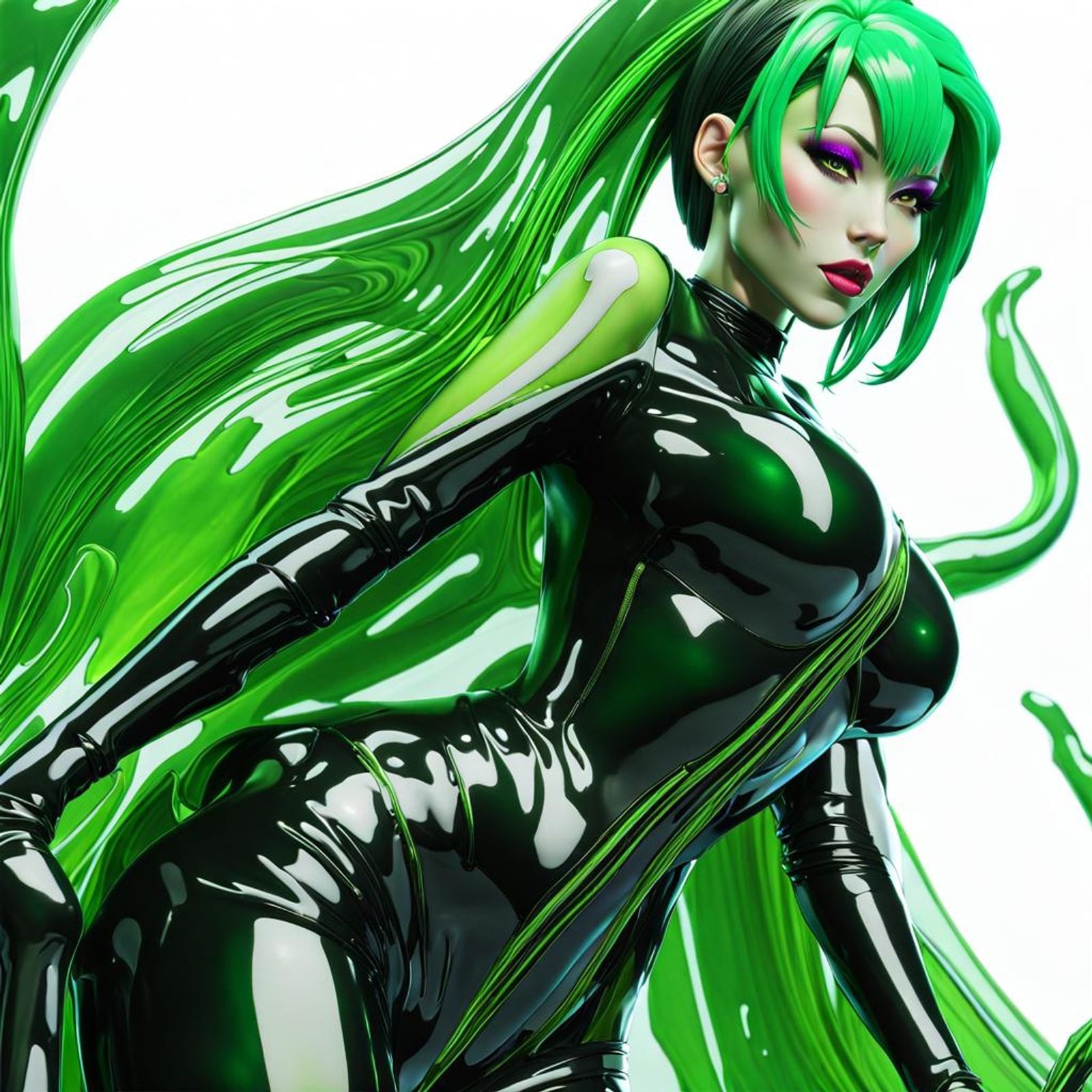 Dark Green Slime Monster Ready - AI Generated Artwork - NightCafe Creator