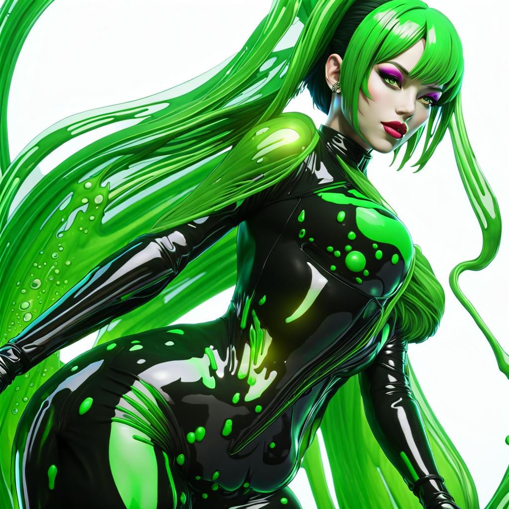 Green Slime Monster Ready 2 - AI Generated Artwork - NightCafe Creator