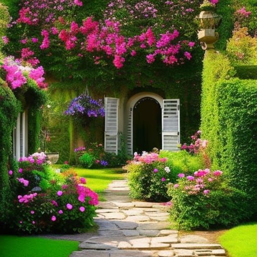 A romantic garden for spring - AI Generated Artwork - NightCafe Creator