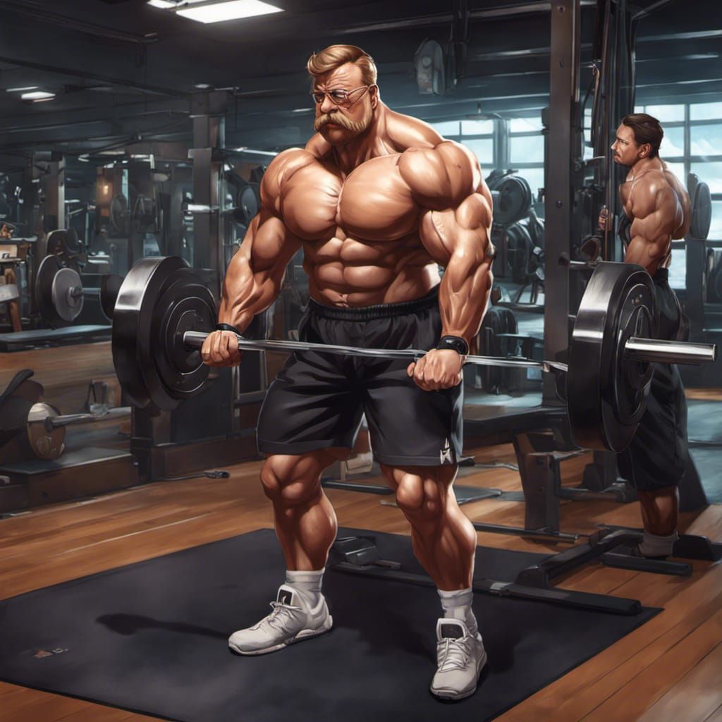 Teddy Roosevelt training at the gym - AI Generated Artwork - NightCafe ...