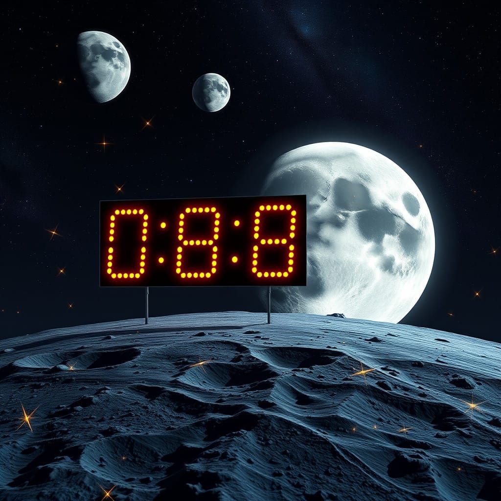 Hyper-Realistic Lunar Countdown Amidst Celestial W... - AI Art