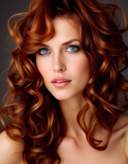 Woman, auburn Curly Hair, Blue Eyes, Beautiful Face, Photograph, HD Professional, Model ...