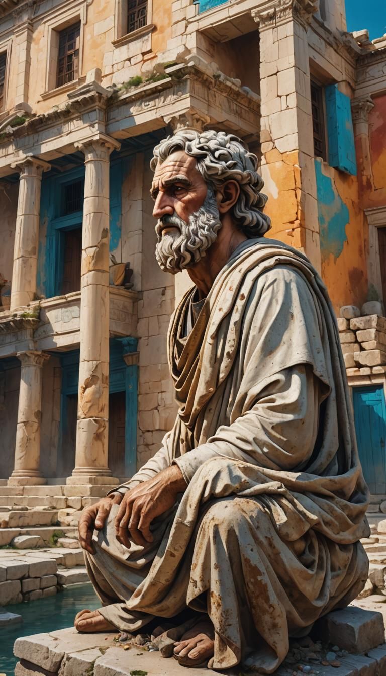 a wise man , old city, ancient Greece, buildings, thinking - AI ...
