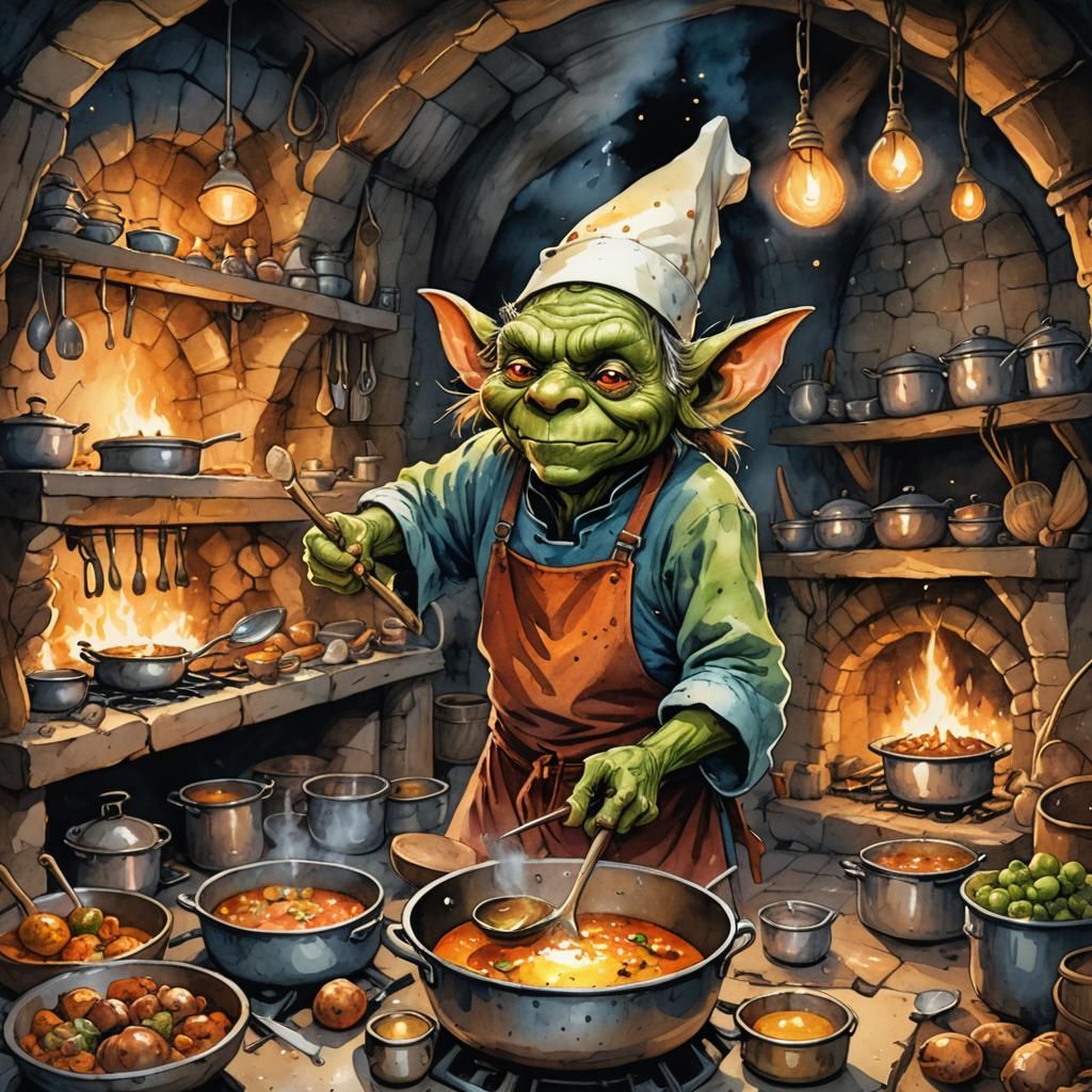 DND goblin cave chef - Goblin Cave Chef in Whimsical Fantas...