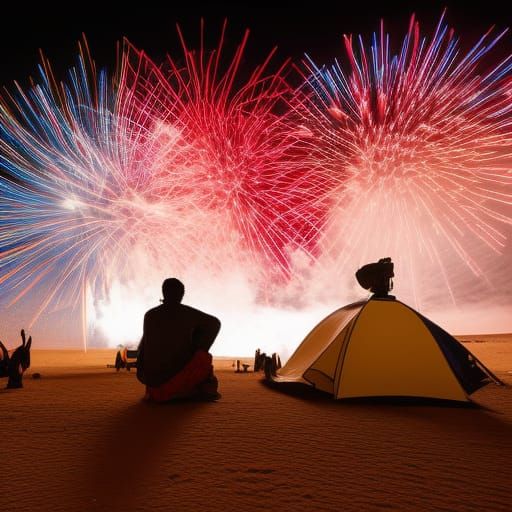 Fireworks at Merzouga - AI Generated Artwork - NightCafe Creator