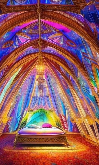 Crystal bed in a crystal pyramid. Highly detailed, crystalline ...