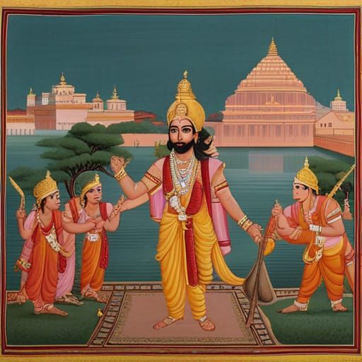 In the sacred city of Ayodhya, amidst the opulent palace of King ...