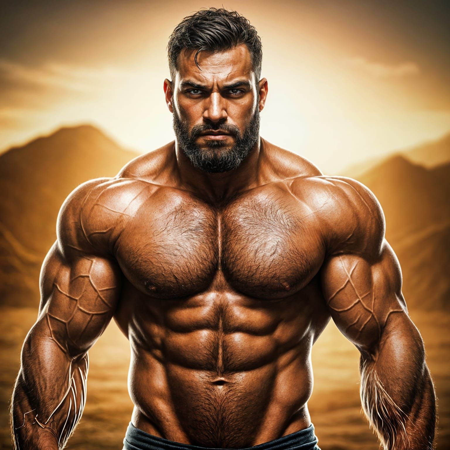 Mythical Man - Heroic Brazilian Muscle Man in Tropical Sunli...