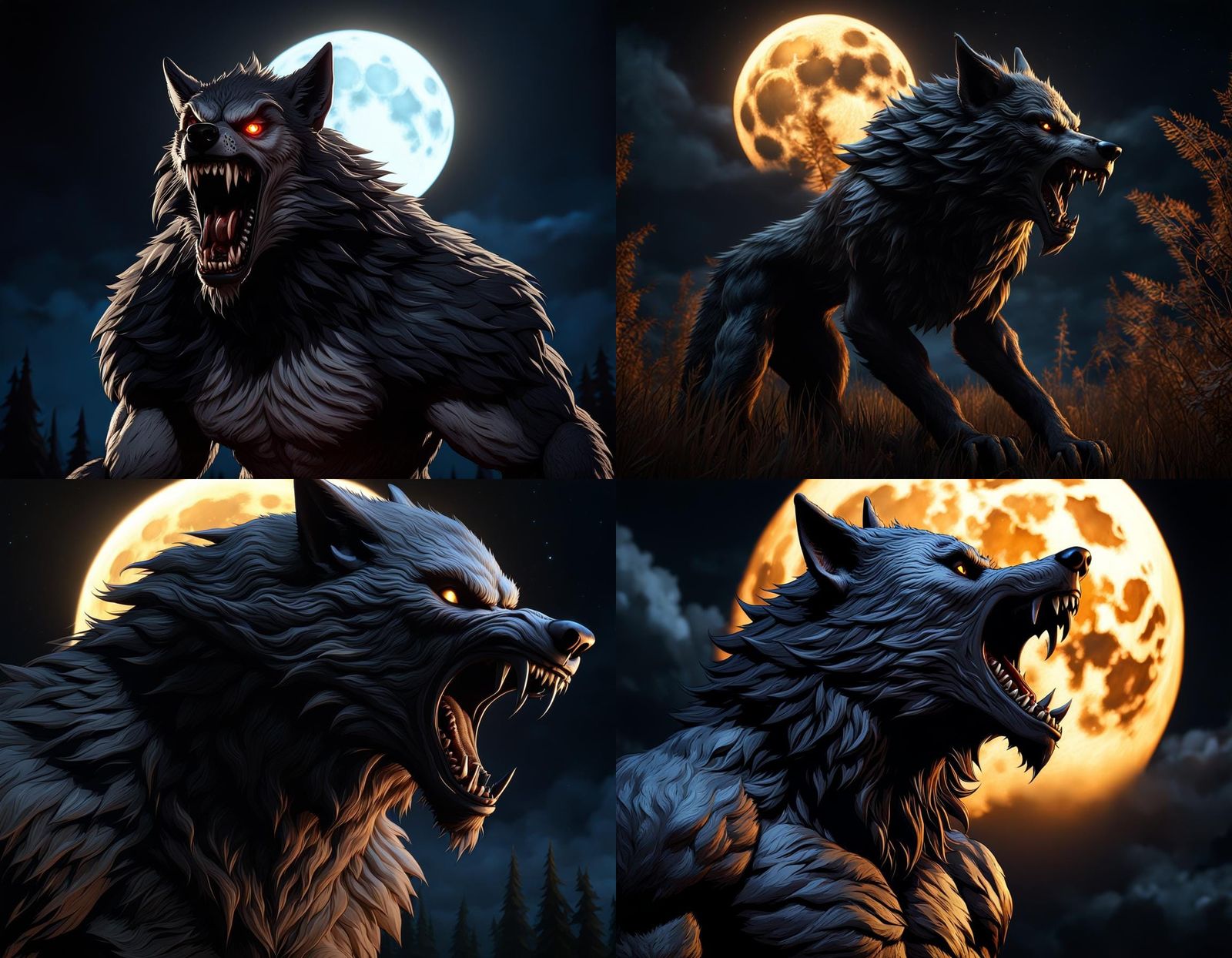 Insanely detailed portrait of a (((Werewolf in his full-body portrait ...