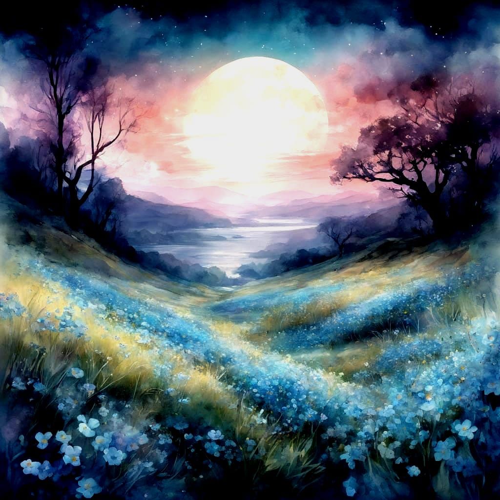 Field of Forget_Me_Not, Flowers - Dreamy Forget-Me-Not Fiel...