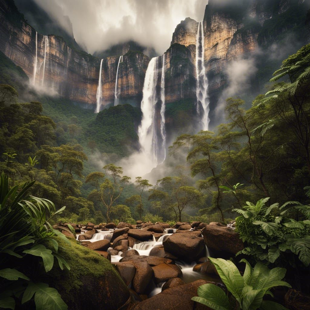 Angel Falls," the world's highest uninterrupted waterfall. - AI ...