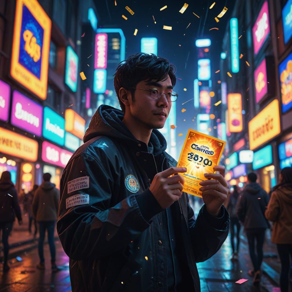 winning the lottery in 2025 - Futuristic Winner Celebrates L...