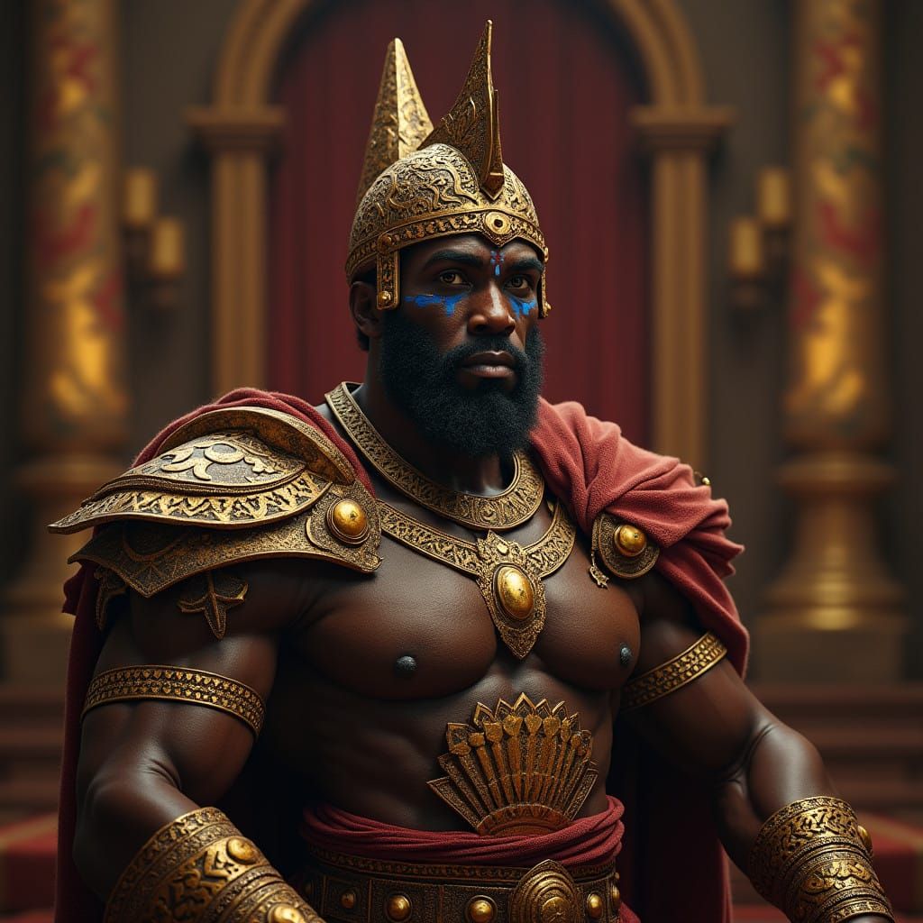 Majestic African Warrior King in Opulent Grandeur - AI Art