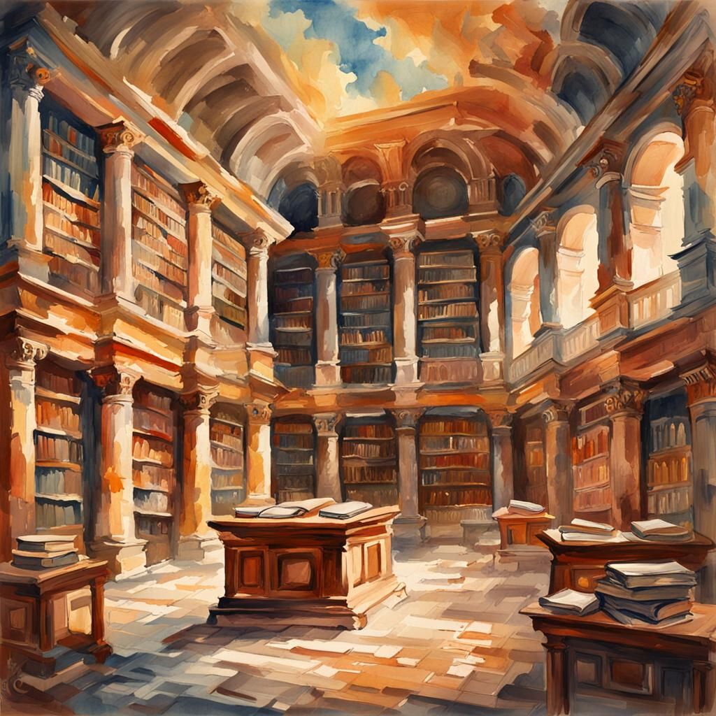 Ancient Roman library with scrolls - AI Generated Artwork - NightCafe ...