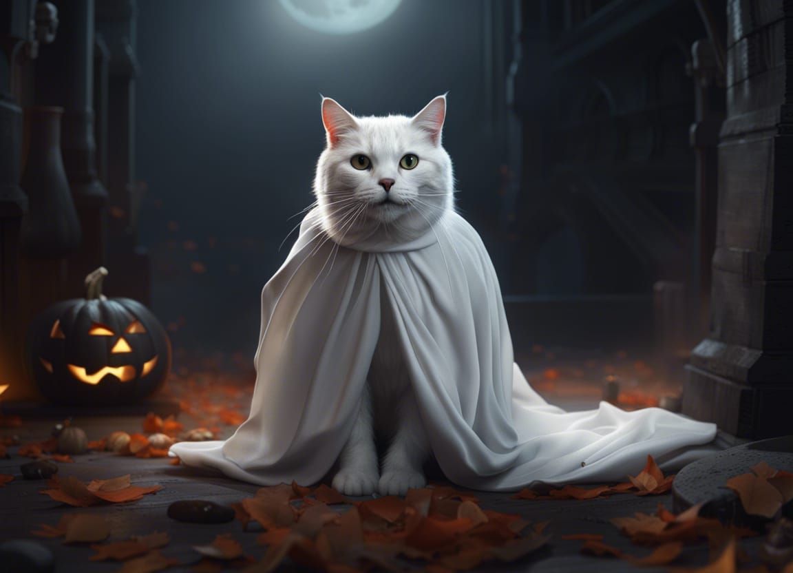 Halloween Ghost Tabby - AI Generated Artwork - NightCafe Creator