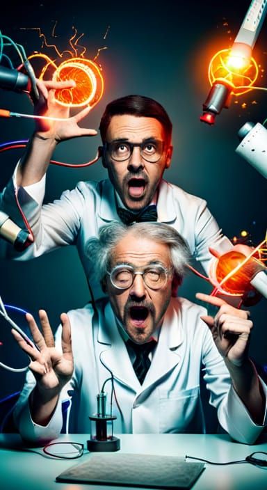 Mad Scientist Surrounded By The Craziest Inventions In A HIgh ...