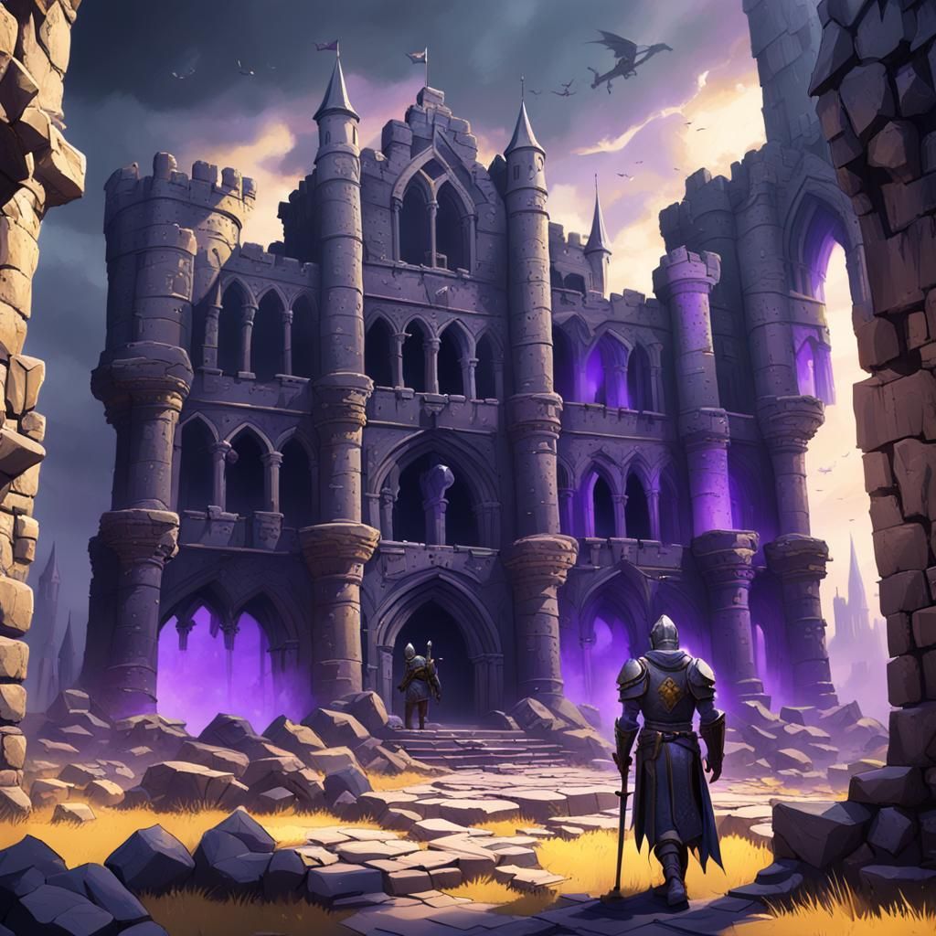 A knight stands amongst the ruins of a medieval castle - AI Generated ...