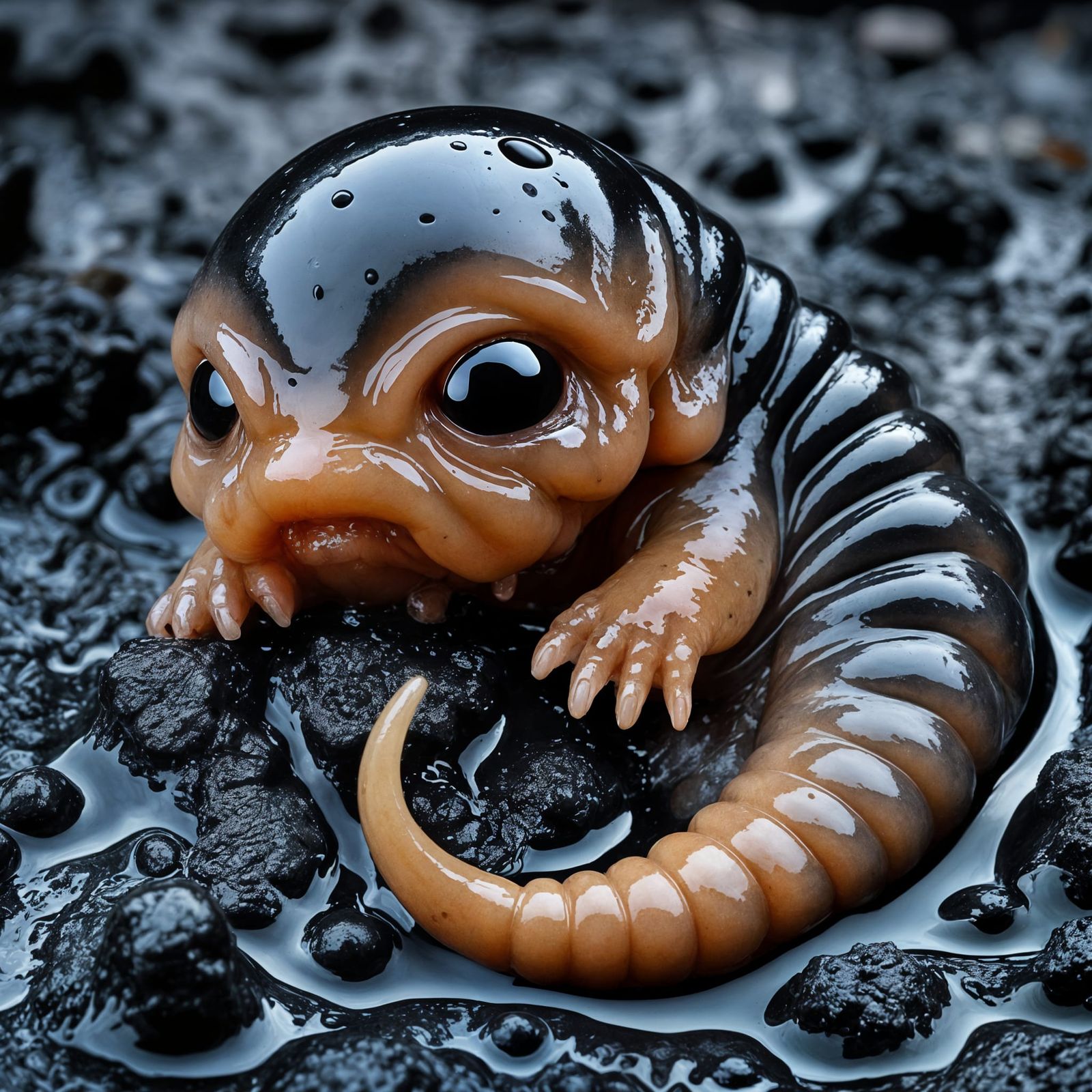 Cute or Creepy?😆 - Alien Newborn Portrait in Dark Sludge