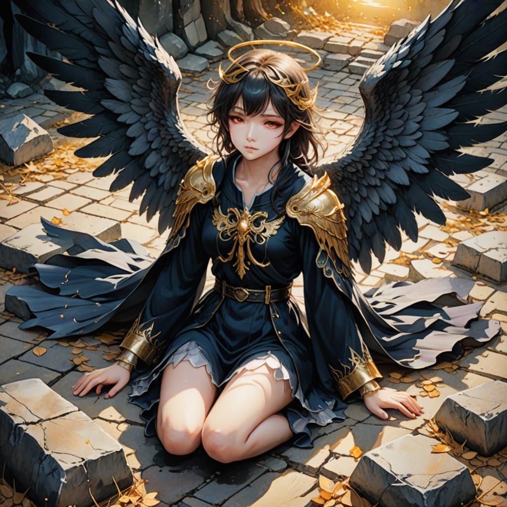 A fallen angel - Fallen Angel in Dark Fantasy Anime Style