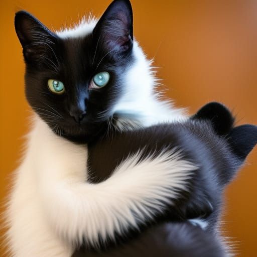 Black cat white cat cuddling swirled - AI Generated Artwork - NightCafe ...