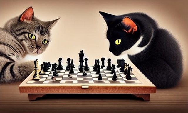 Cat playing chess #01 - AI Generated Artwork - NightCafe Creator
