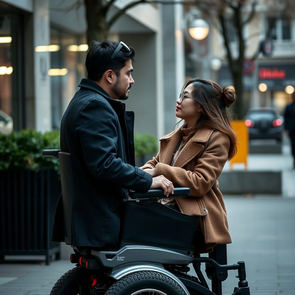 Modern Love Story of Man and Woman in Wheelchair, ... - AI Art