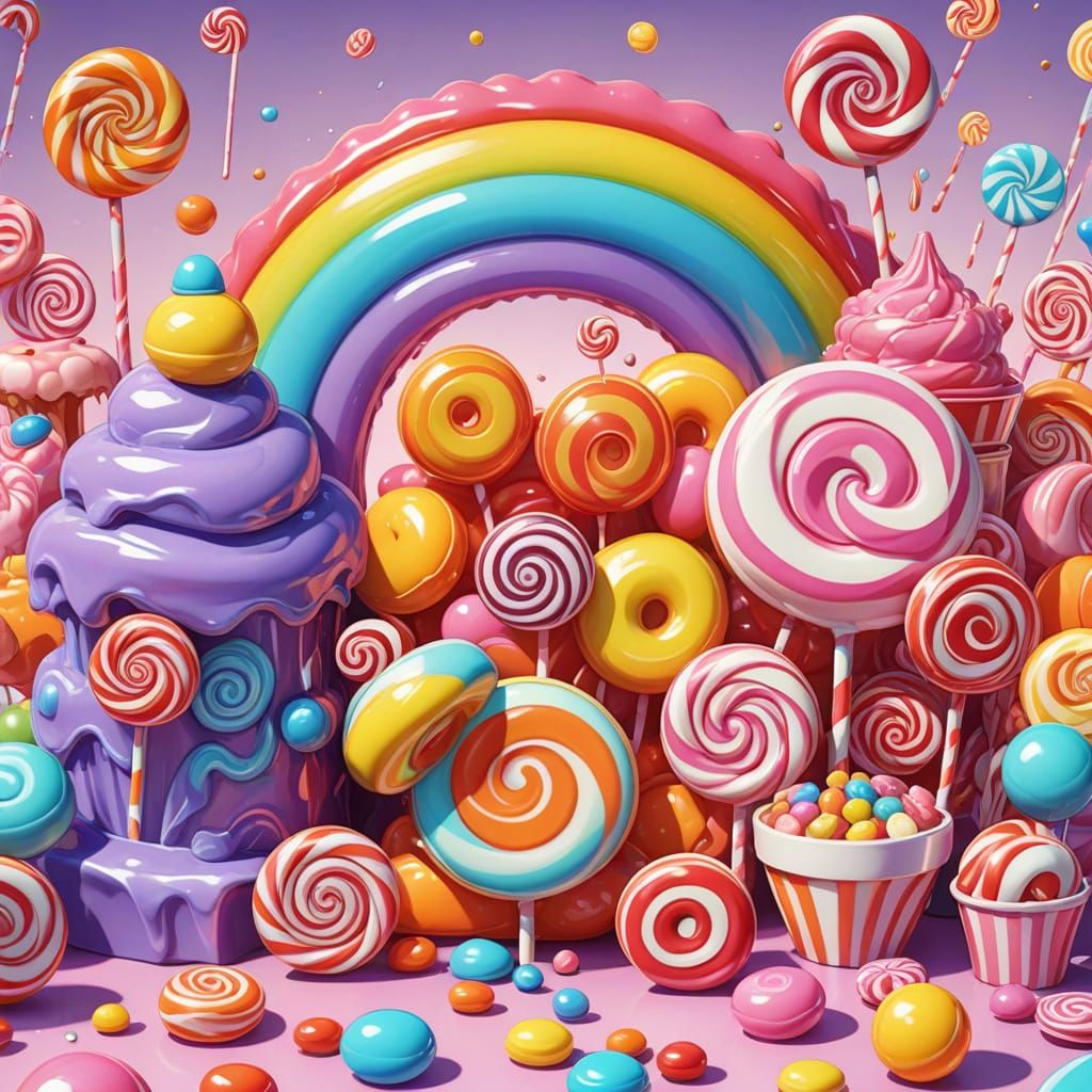 Vibrant Candyland Scene in Hyperrealistic Digital ... - AI Art