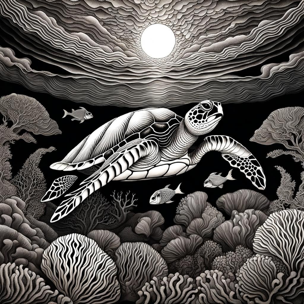 Sea turtle glides with grace - AI Generated Artwork - NightCafe Creator