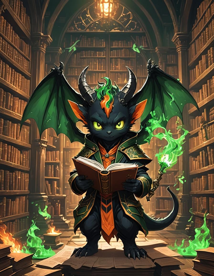 Imp with a Tome - AI Generated Artwork - NightCafe Creator