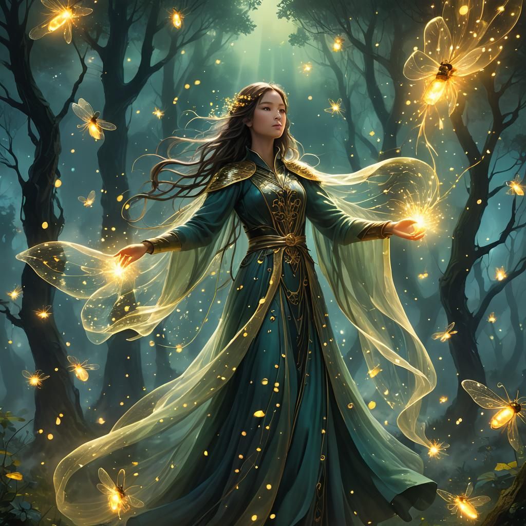 Imagine a stunning and surreal scene where a colossal, ethereal figure ...