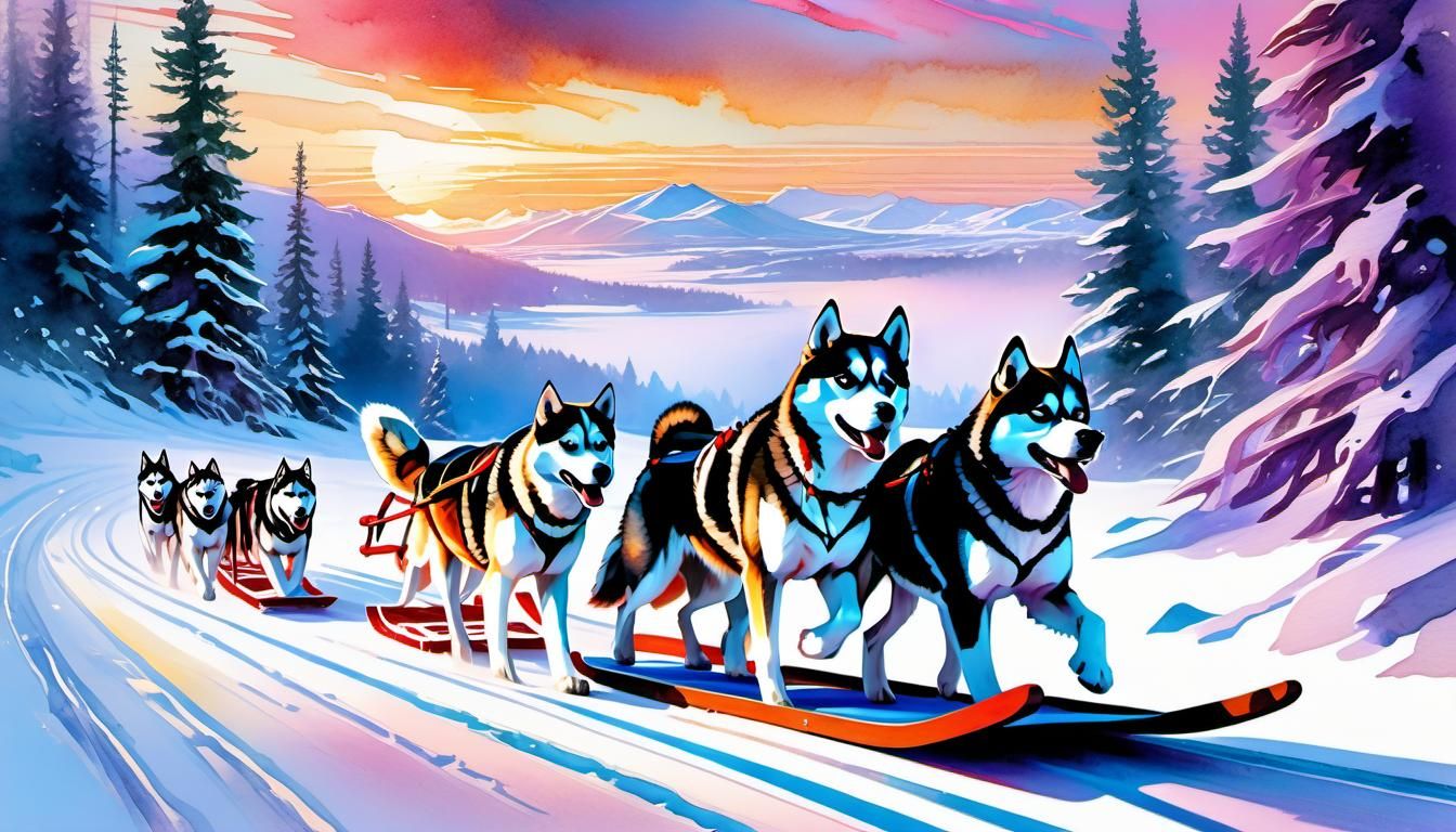 Dog Sledding - AI Generated Artwork - NightCafe Creator
