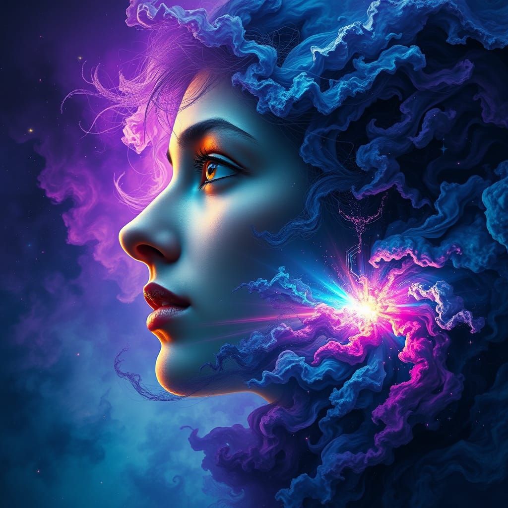 Quantum entanglement - Ethereal Goddess Shaping Cosmic Real...