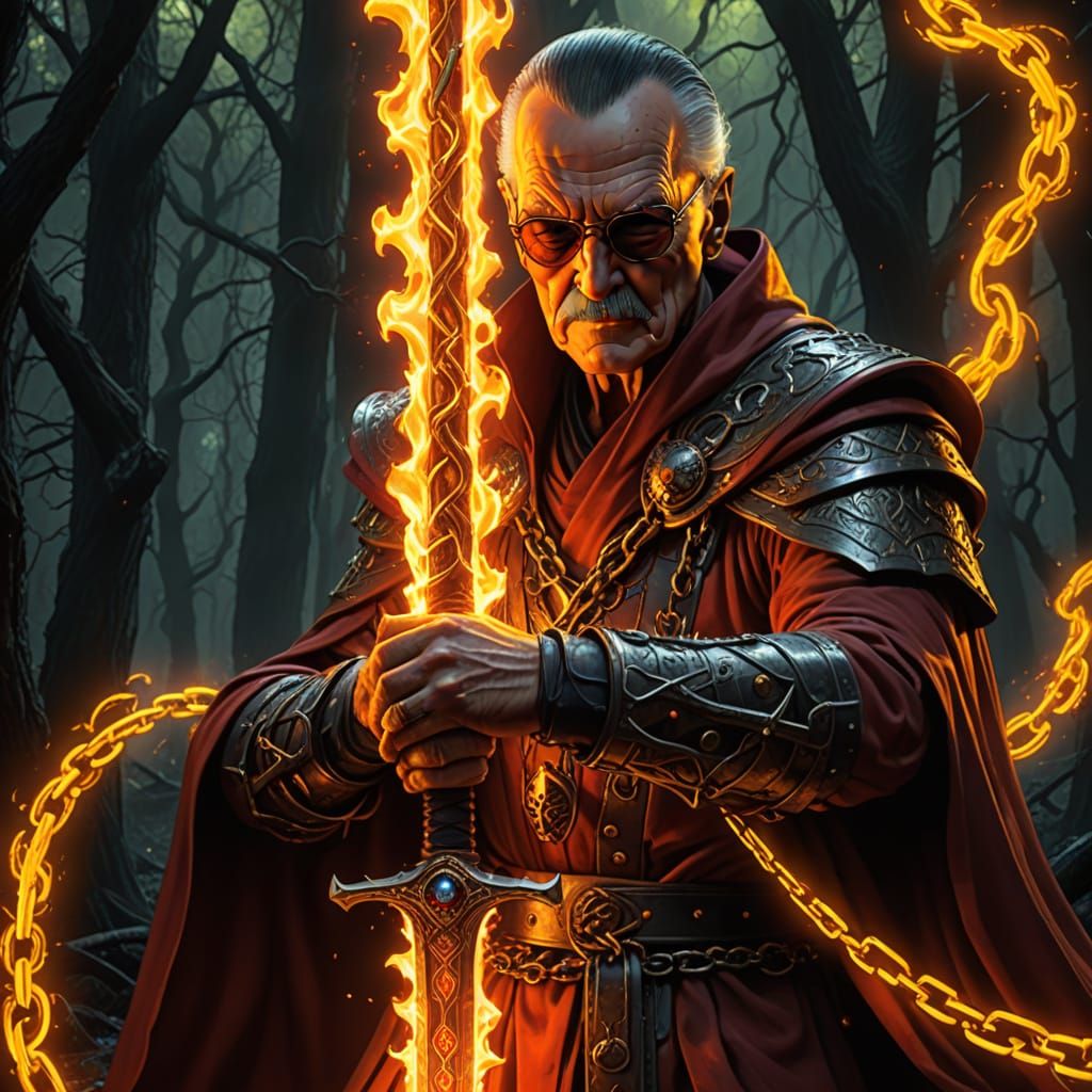 Stan Lee wielder of the Elemental Fire-sword