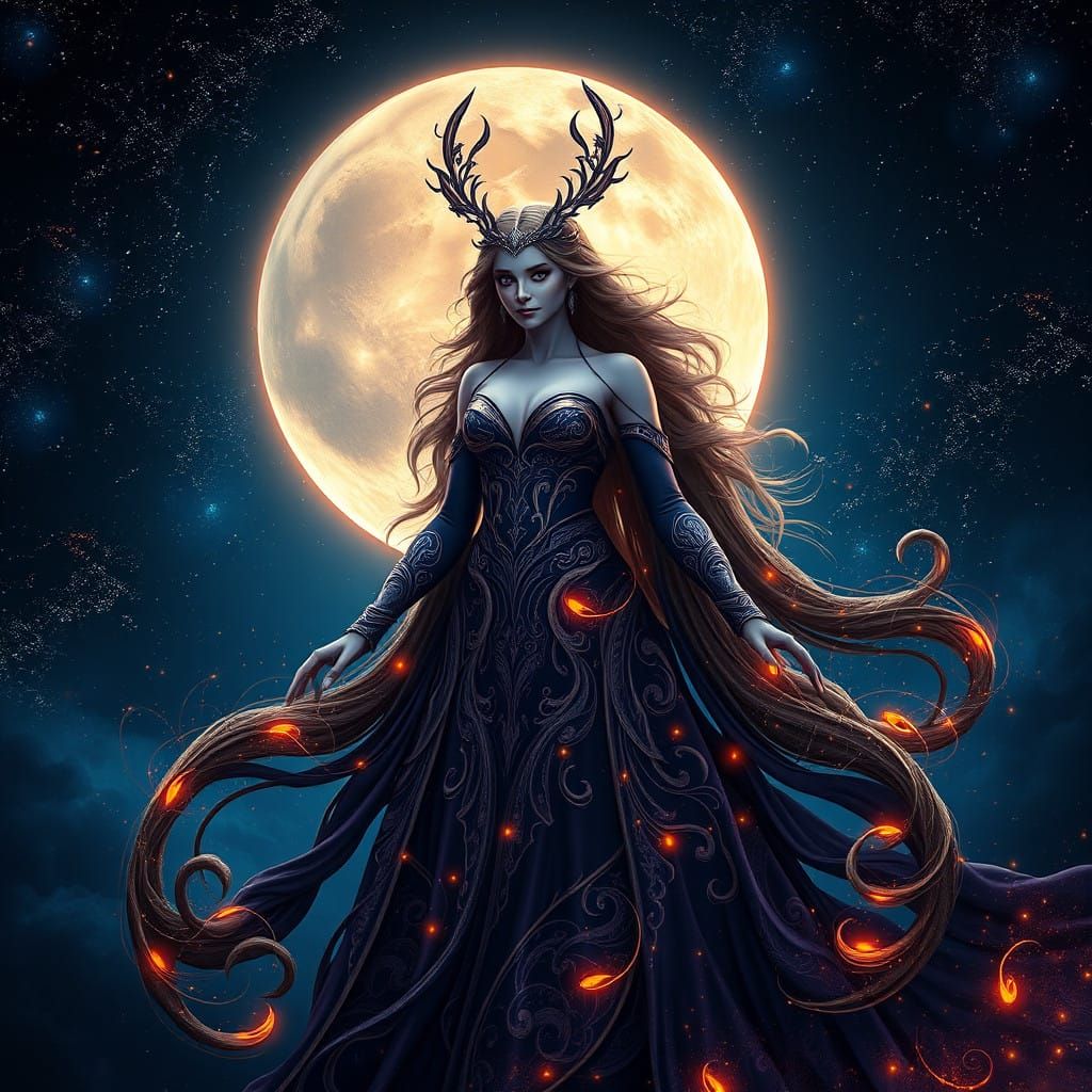SinTitulo - Mystical Goddess of the Moon and Night in a Drea...