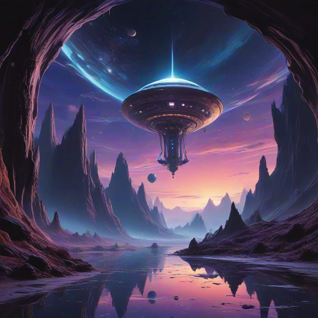 Galactic Surrealism in Vibrant Cosmic Scenery - AI Art