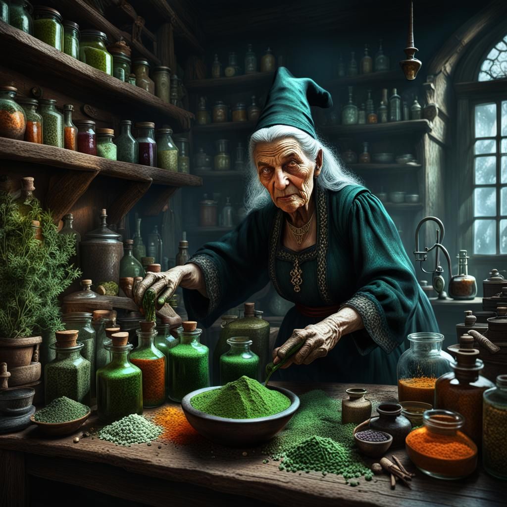 Witch Making Potions And Poisons - AI Generated Artwork - NightCafe Creator