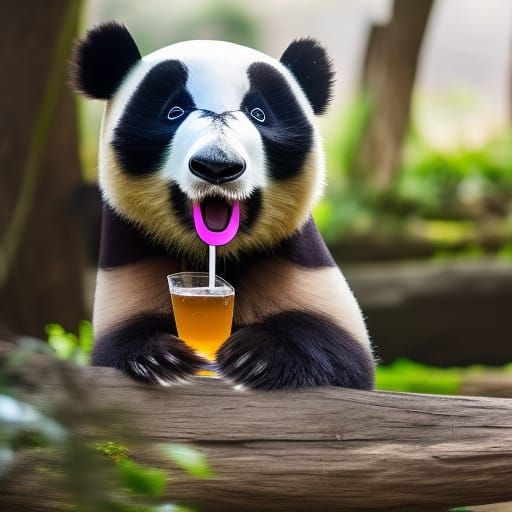 Drinking panda. - AI Generated Artwork - NightCafe Creator