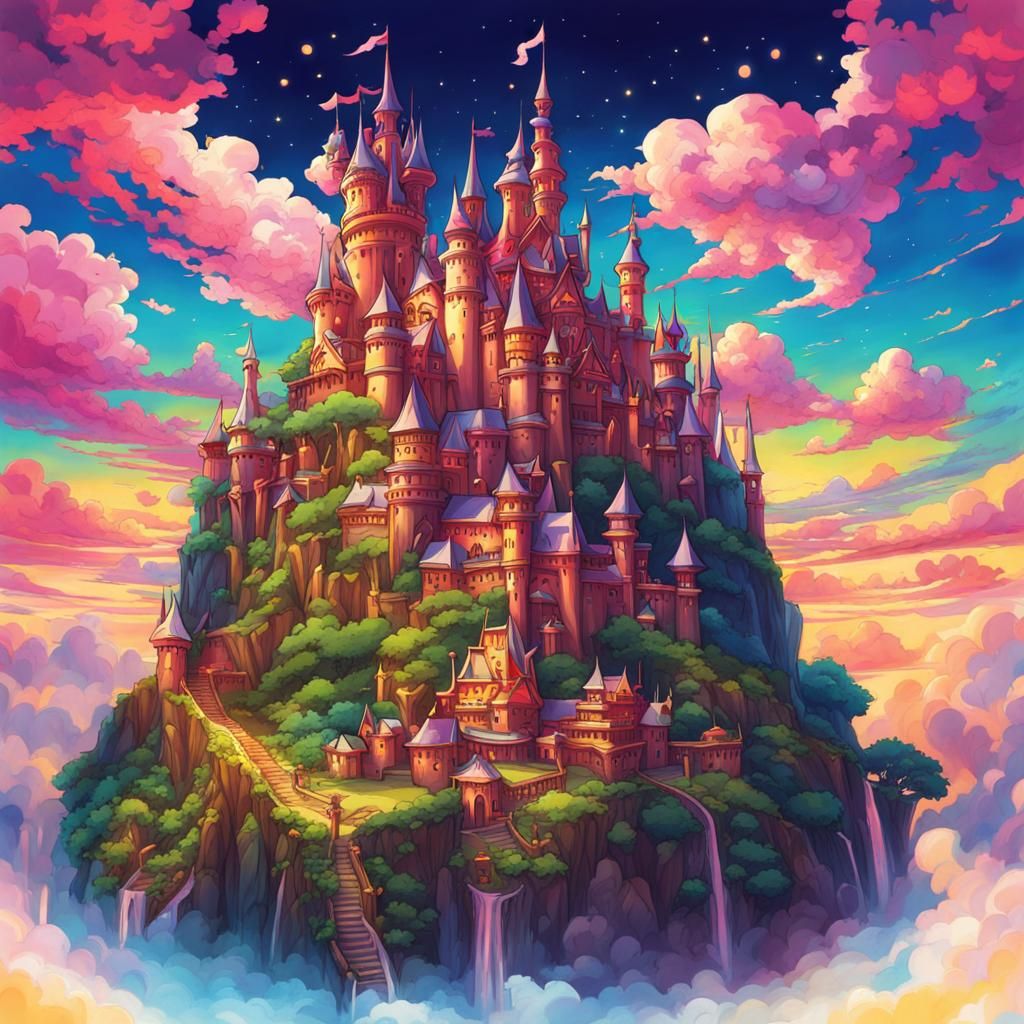 Psychedelic fantasy castle - AI Generated Artwork - NightCafe Creator