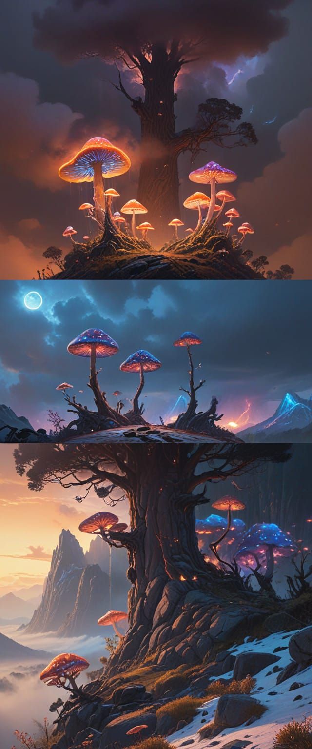 Dreamlike Realms in Vibrant Fantasy Landscapes - AI Art