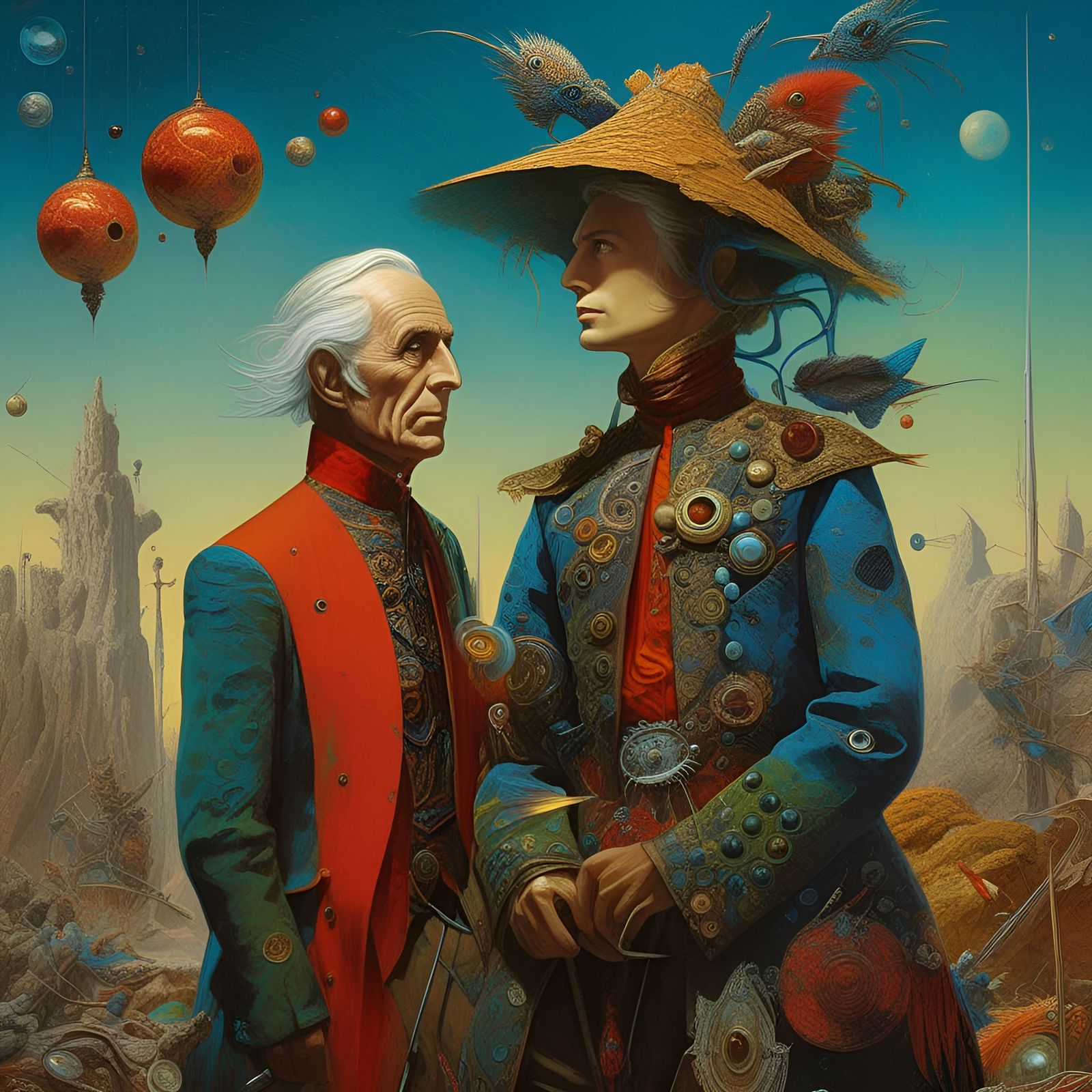 Max Ernst beautiful malign stranger, maximalism detailed painting ...