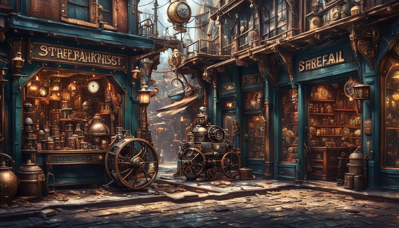 A better Steampunk street - AI Generated Artwork - NightCafe Creator