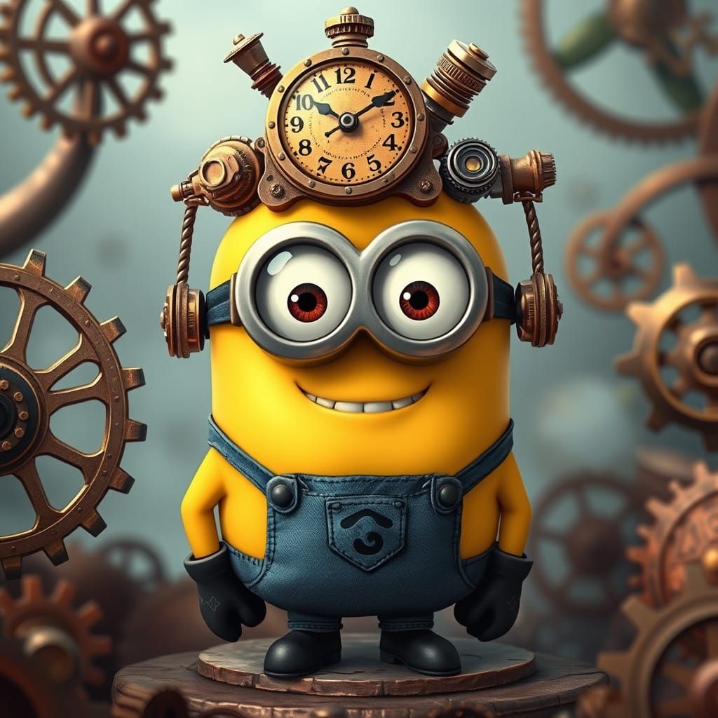 CLOCKED MINION - Steampunk Minion Wears Intricate Clockwork...
