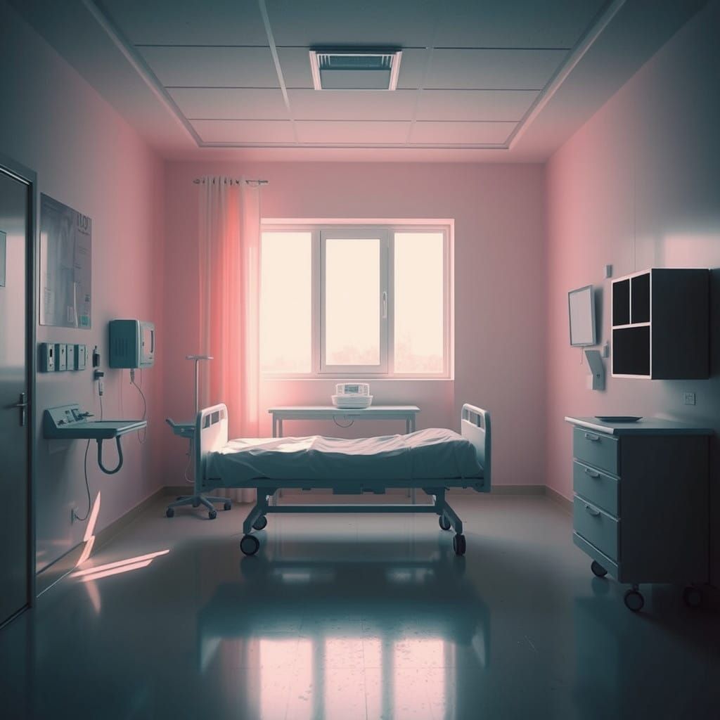 Dreamlike Pink Hospital Room Scene with a Touch of... - AI Art
