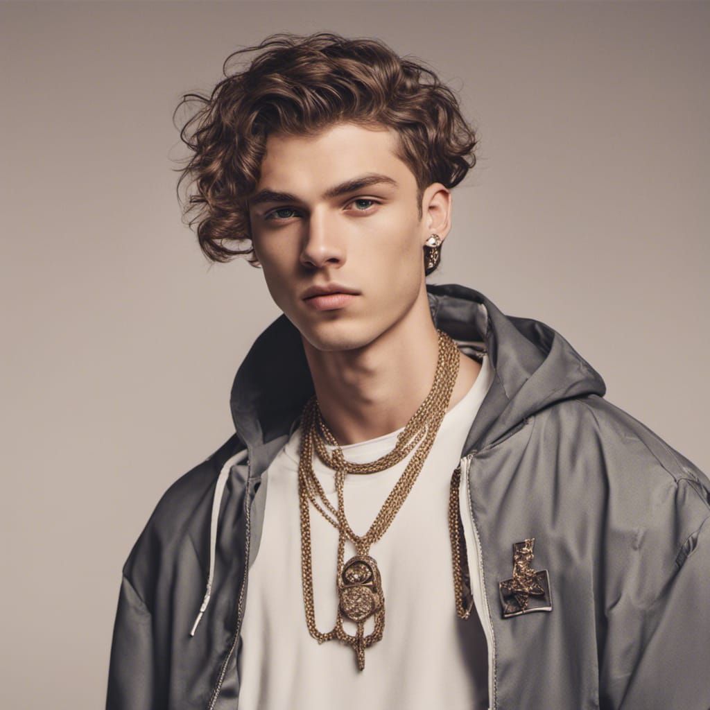 Handsome 20 year old boy, rapper, athletic, cool, brown wavy hair ...