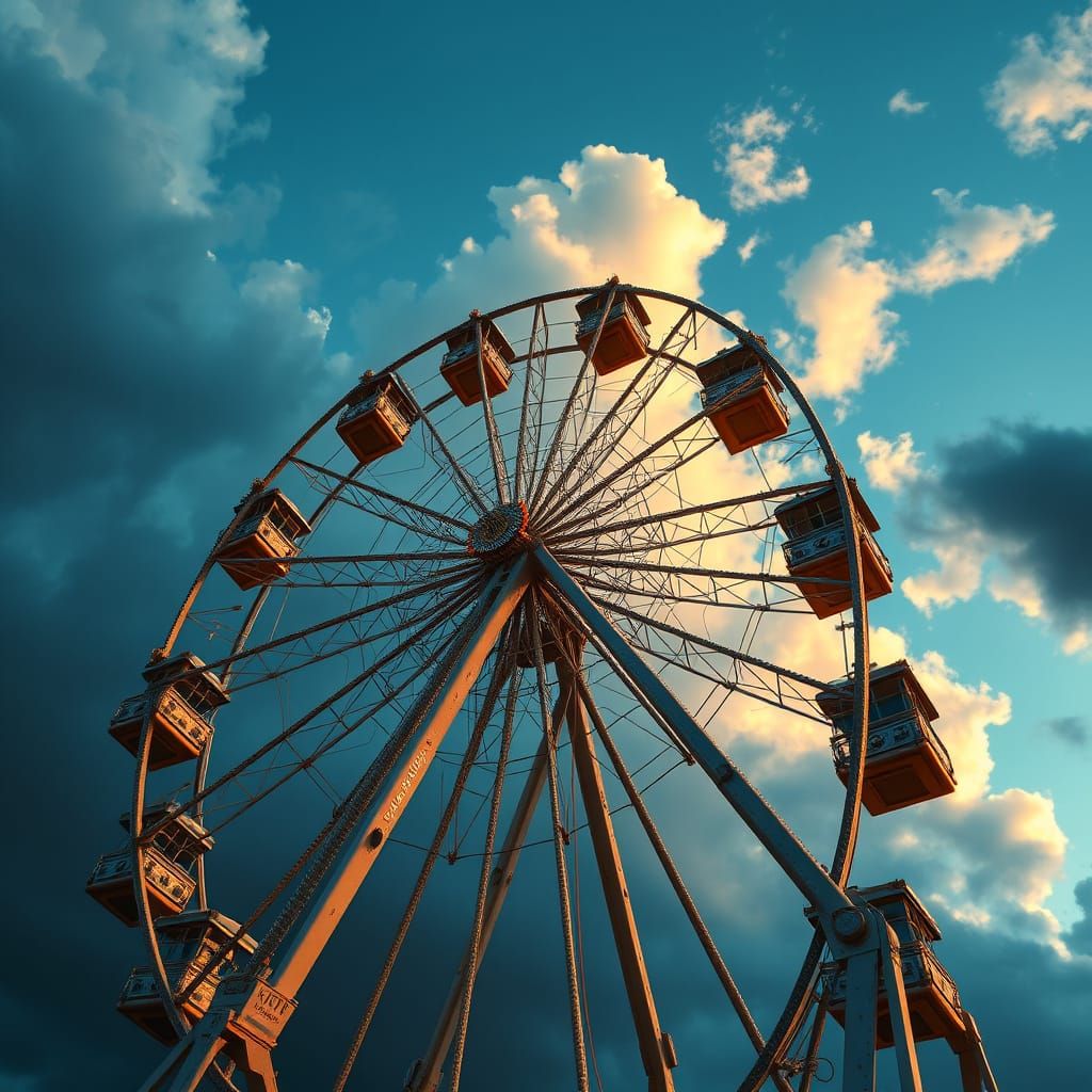 Ferris Wheel Day - Golden Ferris Wheel in a Moody, Gradient ...